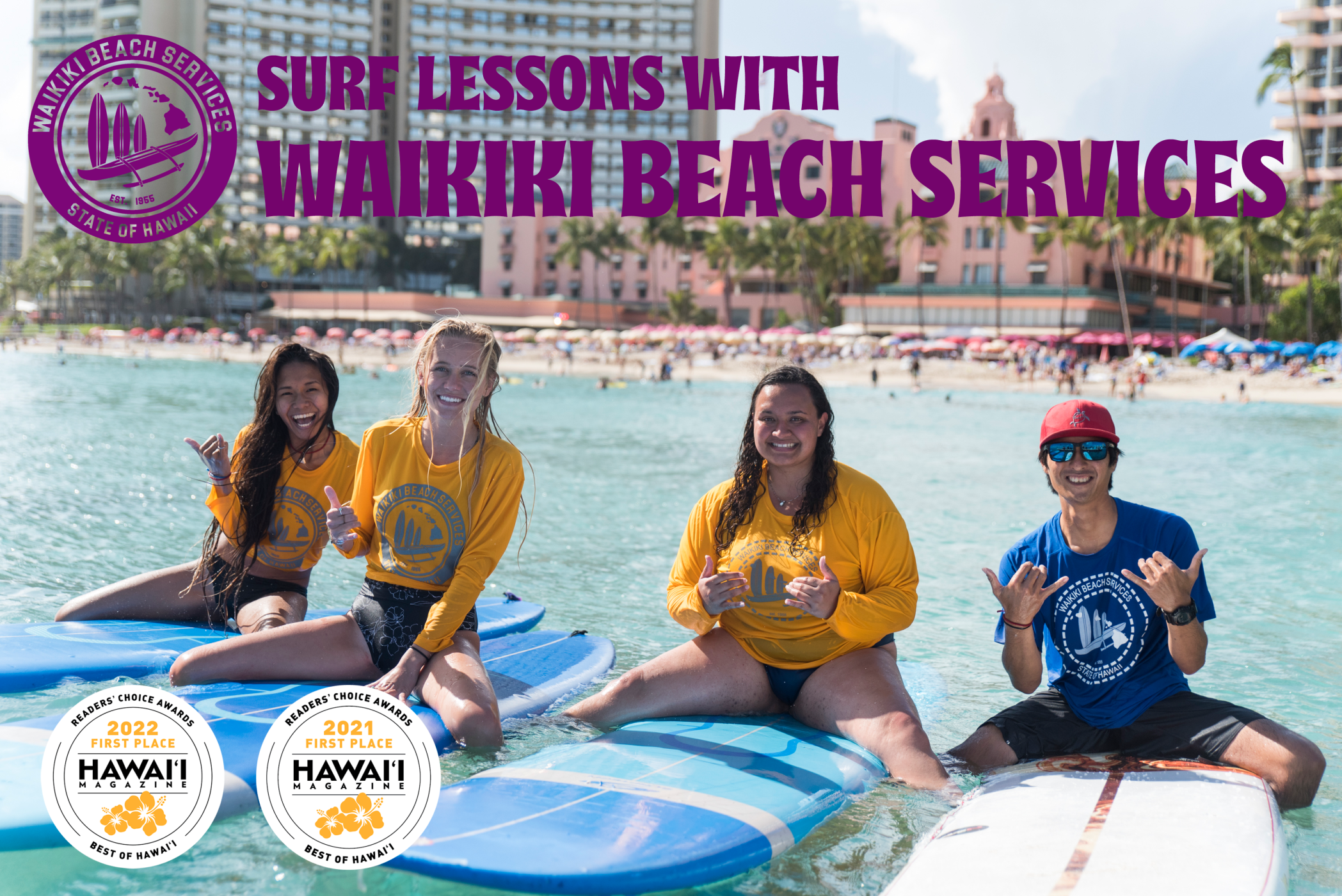 Voted Hawaii Magazine’s 2022 Top Surf Lesson | Waikiki Beach Services